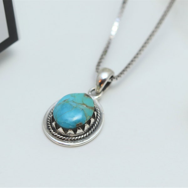 Real Turquoise Pendant Necklace - Etsy