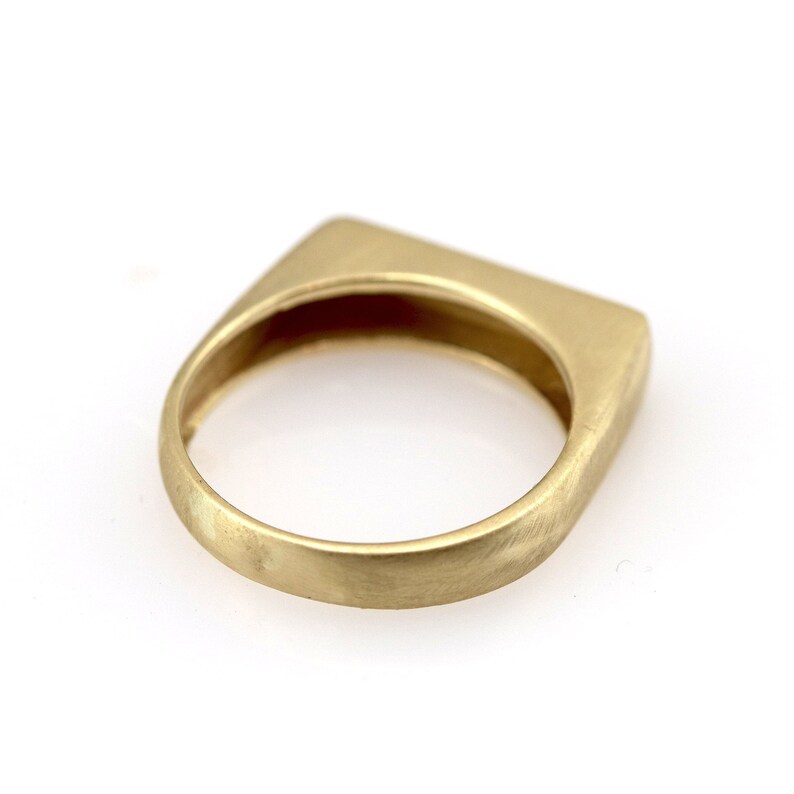 Signet Ring for Man SOLID GOLD Rectangle Ring 14k Gold Bar - Etsy
