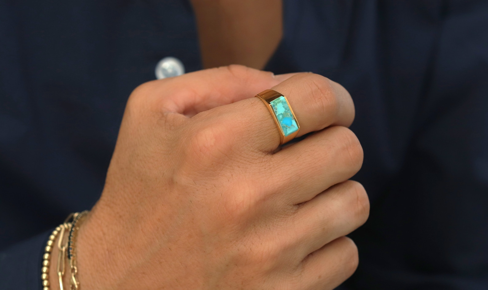 Real Green-blue Turquoise Ring Feroza Stone Ring Navajo - Etsy