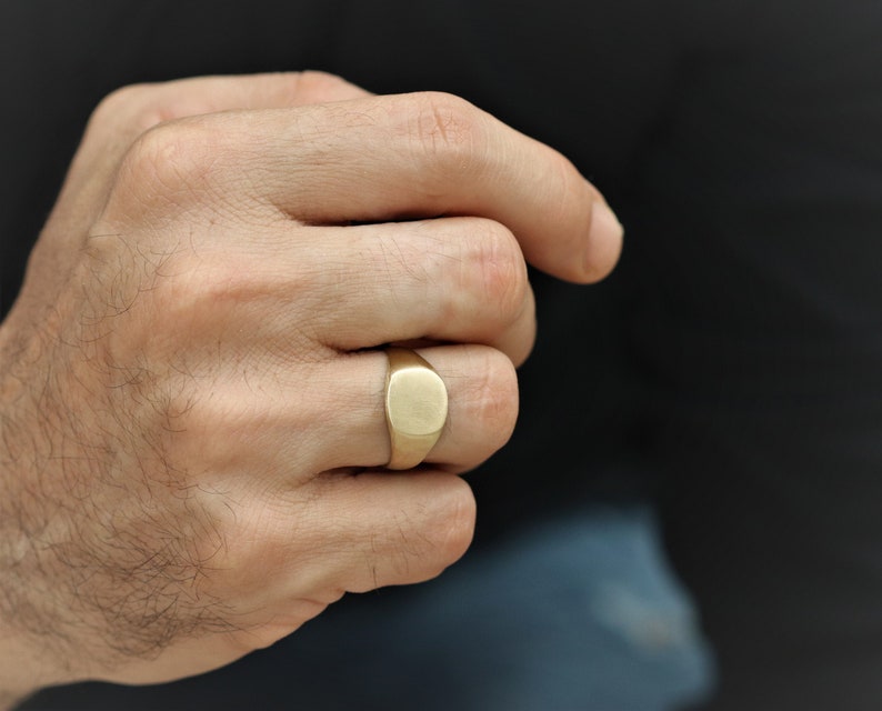 14k Solid Gold Signet Ring For Men Etsy