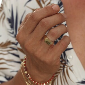 Men's 14K Solid Gold Signet Ring, Gold Flat Top Large Ring for Men - Etsy