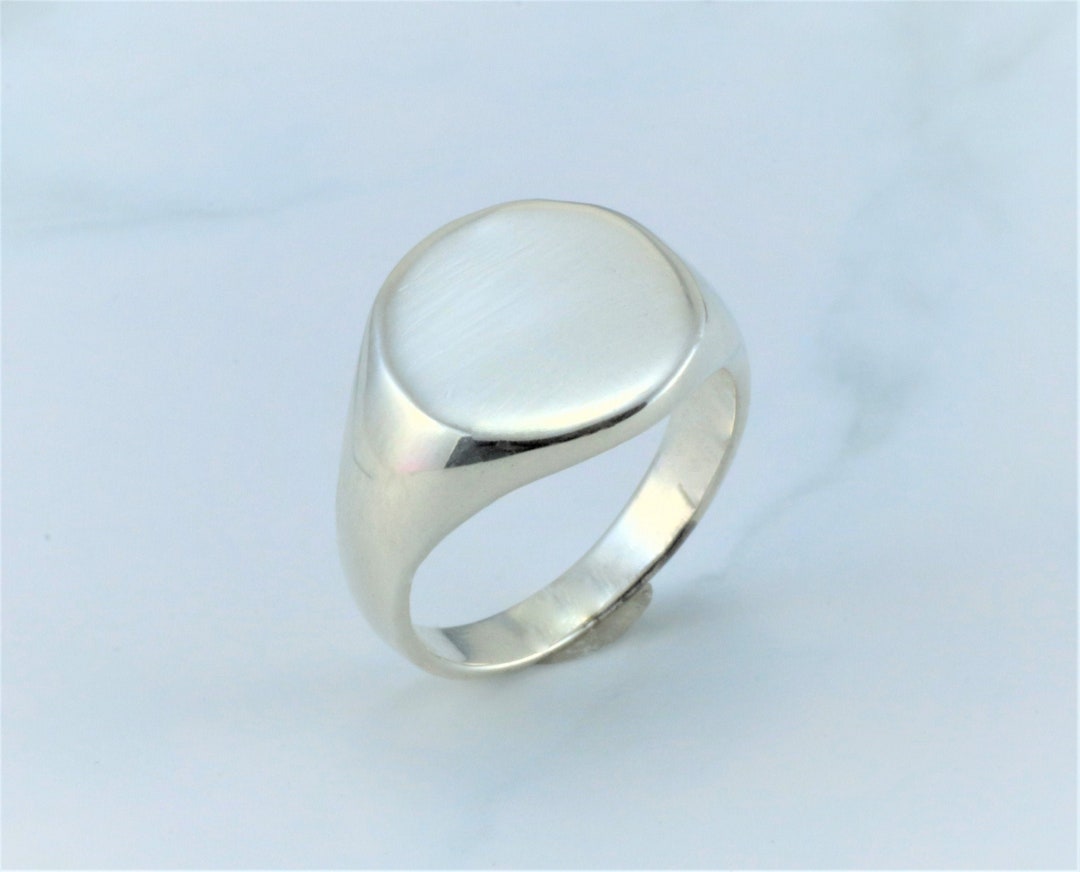 Custom Engraved Sterling Silver Signet Ring: Unisex Flat Band - Etsy