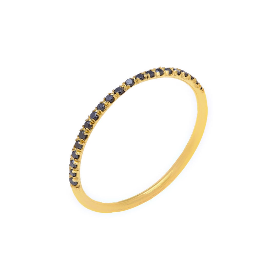 Black Diamond Band Ring, Gold Diamond Ring, Half Eternity Gold Ring ...