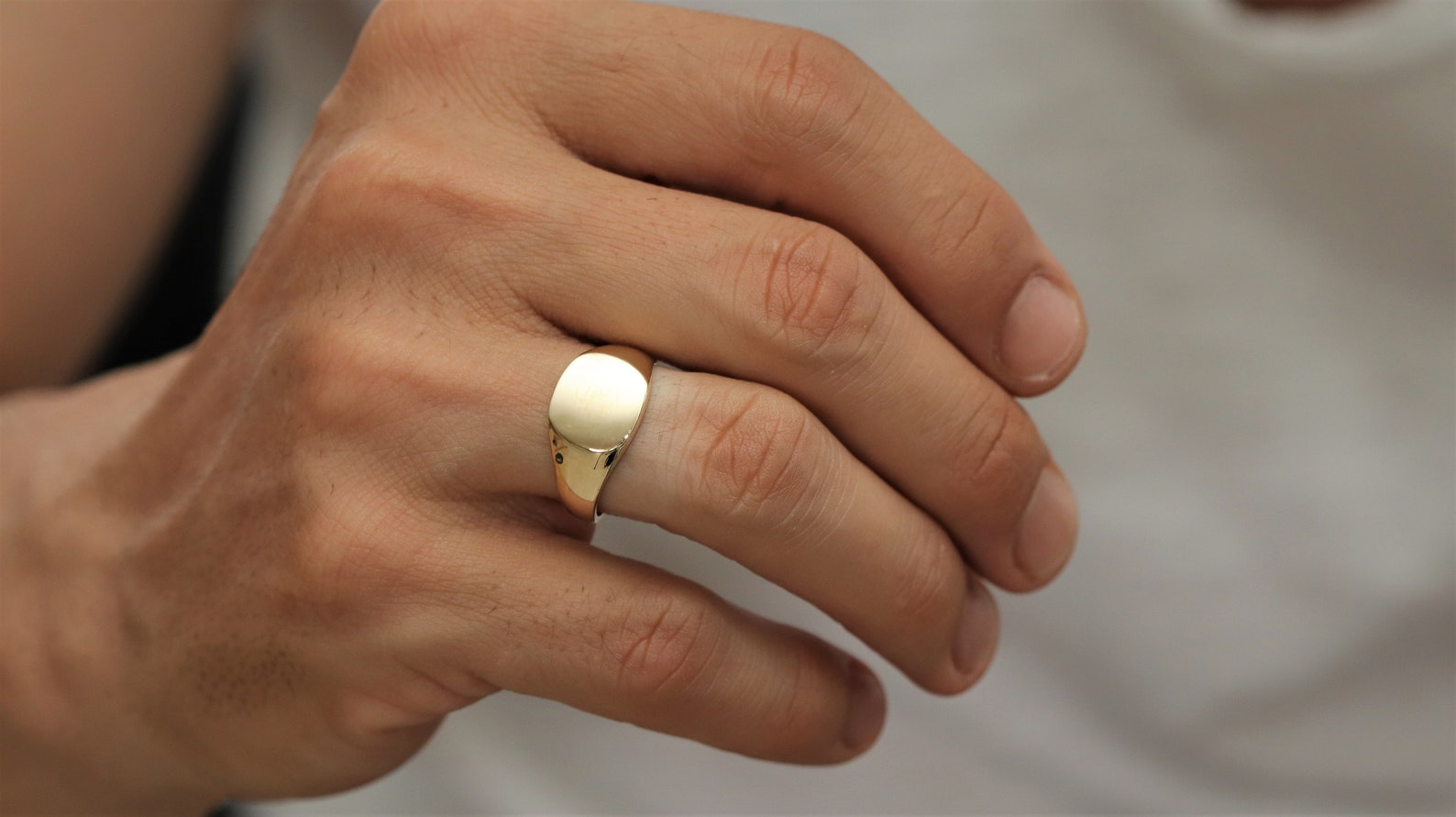 Men 14K Gold Wide Signet Ring Classic Bohemian Man's - Etsy