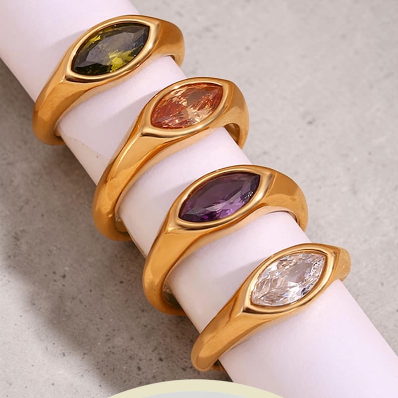 Horse Eye Zircon Seal Ring,colorful Hypoallergenic Jewelry,stackable ...