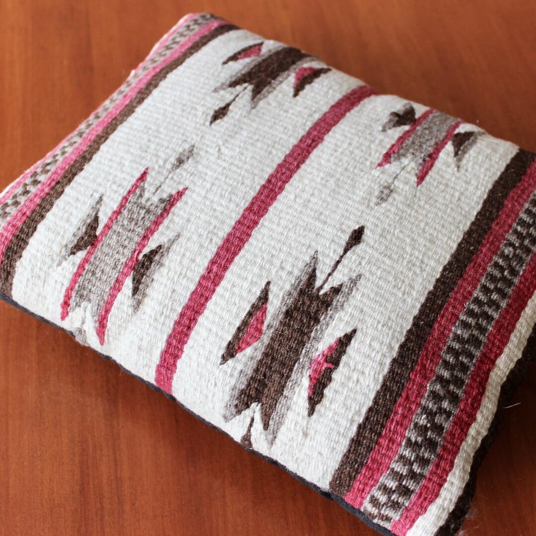 Vintage Navajo Pillow Accent Handwoven Red Brown White Native American ...