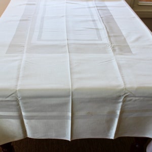 Vintage Linen Tablecloth 12 Napkins Damask Table Banquet Cloth White ...