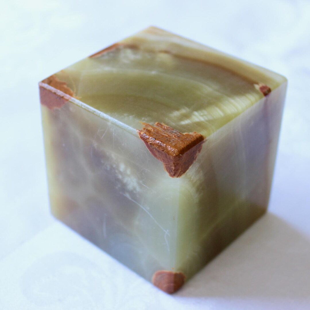 Vintage Stone Paperweight Cube Heavy Agate Brown Clear Brown Tan Rock ...