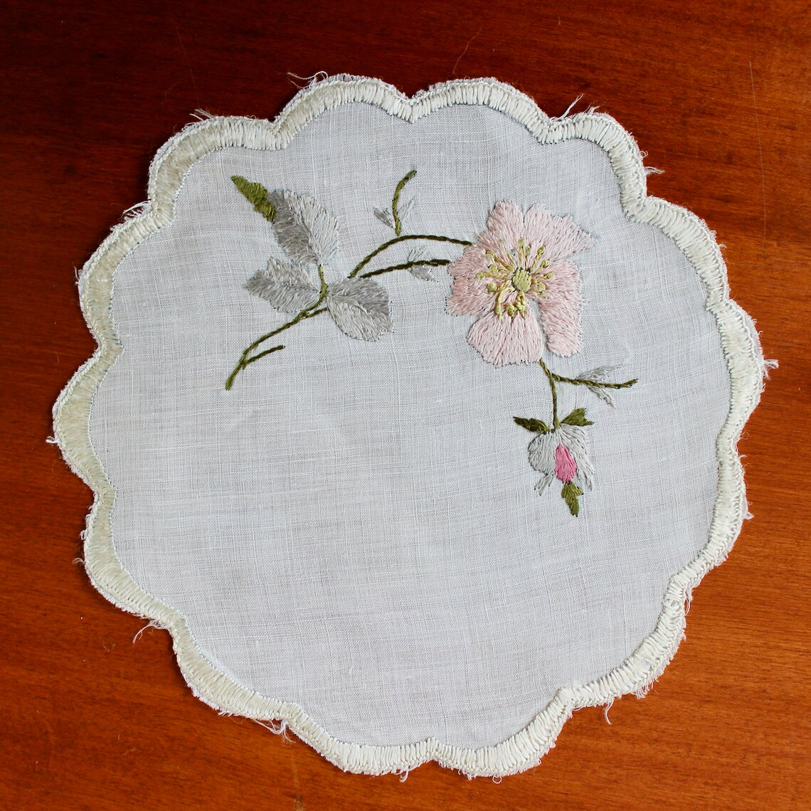 Vintage Linen Doily Society Silk Embroidery Coasters Two Linen - Etsy