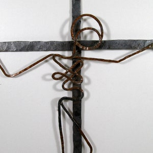 Large Hammered Metal Modernist Hand Forged French Crucifix, French ...