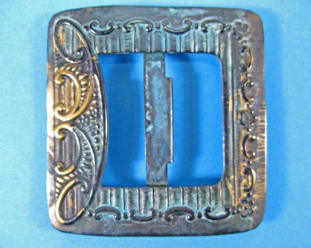 Large French Brass Vintage Belt Buckle, Verdigris Buckle, Brass Buckle ...