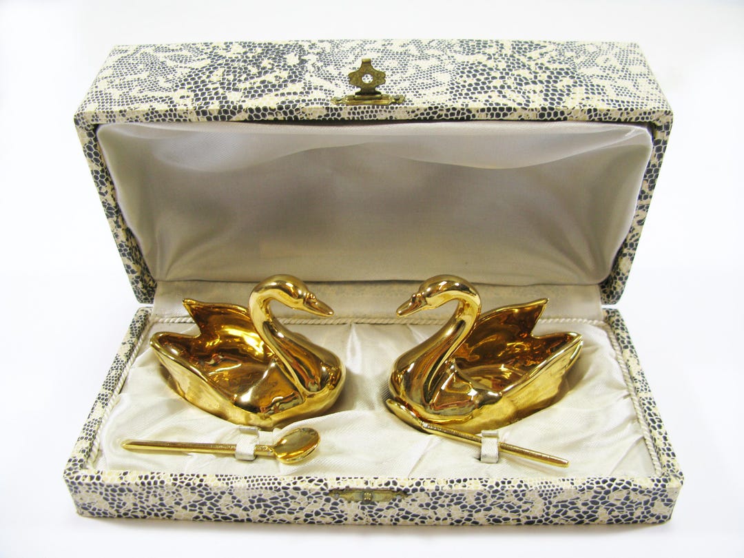 French Swan Salt and Pepper Dining Table Salts, Robj. Paris Open Salts ...