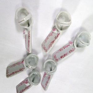 Set of Six French Ceramic Knife Rests With Their Own Pretty Basket Salt ...