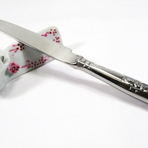 Set of Six French Ceramic Knife Rests With Their Own Pretty Basket Salt ...