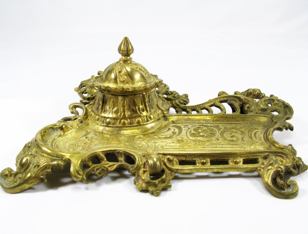 French Inkwell, French Inkstand, Encrier, Ink Well, Ink Stand, Brass ...