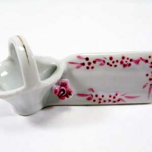 Set of Six French Ceramic Knife Rests With Their Own Pretty Basket Salt ...