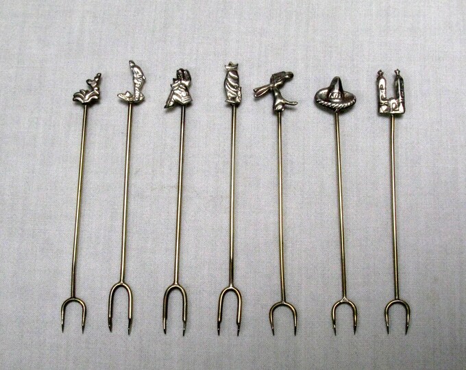 Seven Cocktail Sticks Silver Cocktail Sticks French Cocktail - Etsy