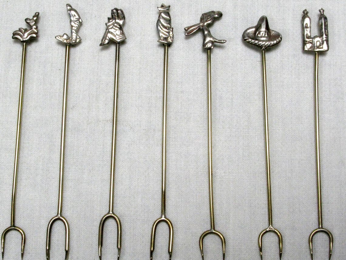 Seven Cocktail Sticks Silver Cocktail Sticks French Cocktail | Etsy