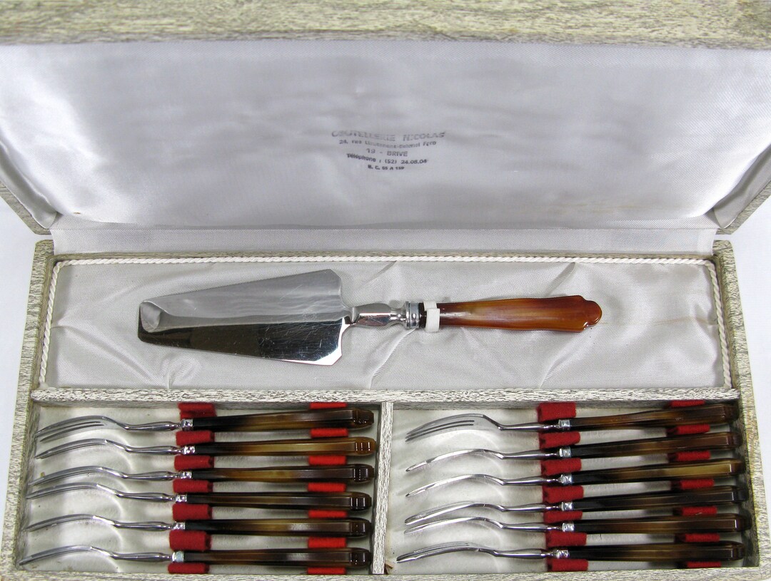 Twelve French Cake Forks in Original Box, Coutellierie Nicolas Cake ...