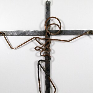 Large Hammered Metal Modernist Hand Forged French Crucifix, French ...