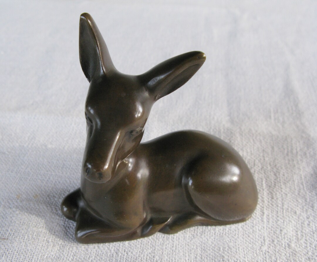 True Bronze Deer Figurine , French Bronze Fawn Statue, Deer Fawn ...