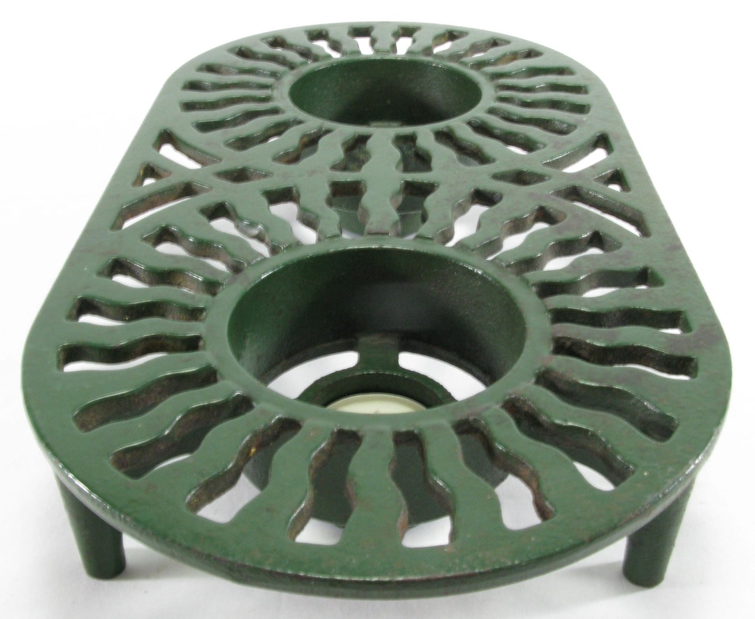 Heavy French Vintage Cast Iron Double Candle Trivet, Trivets, Old ...