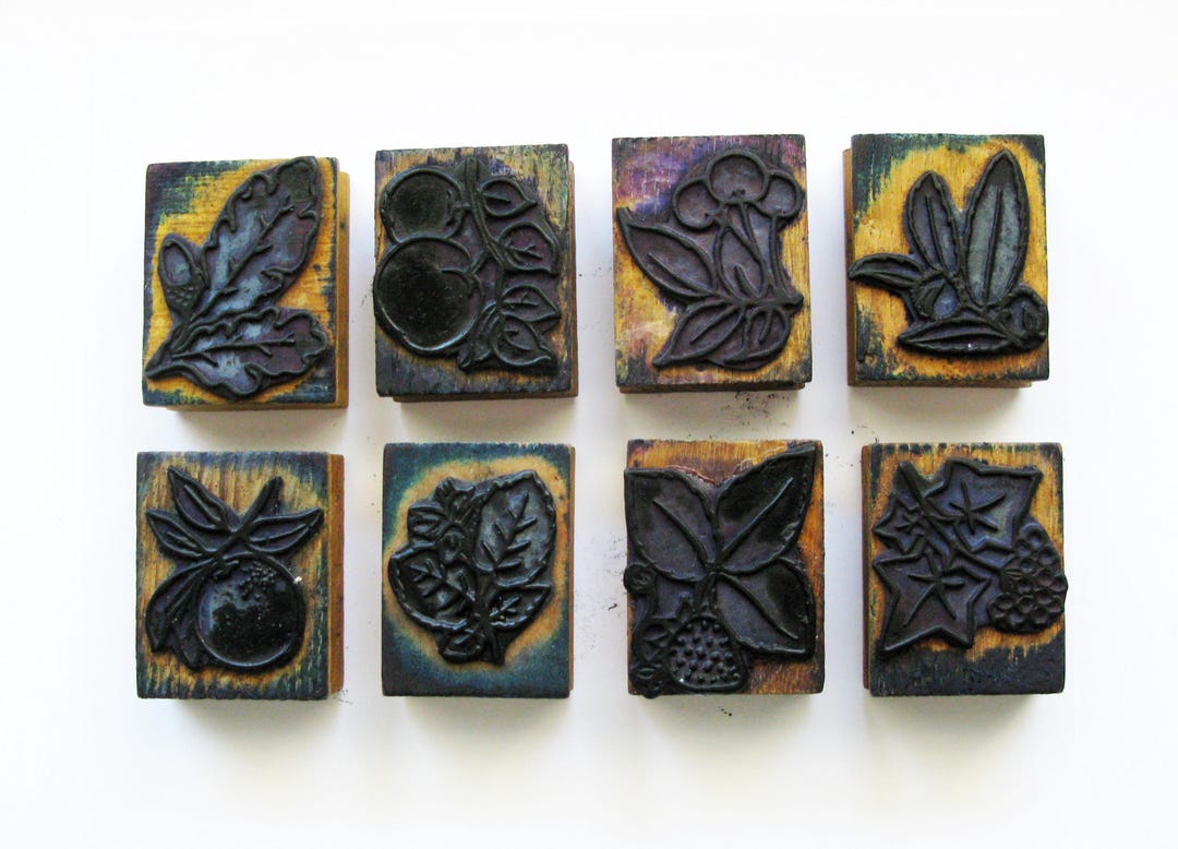 Eight French Vintage Fruit Printing Blocks, Stencils, French Printing ...