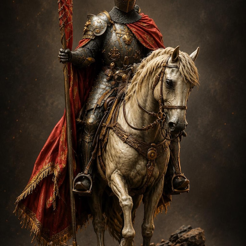 Knight and Horse Statue - Etsy