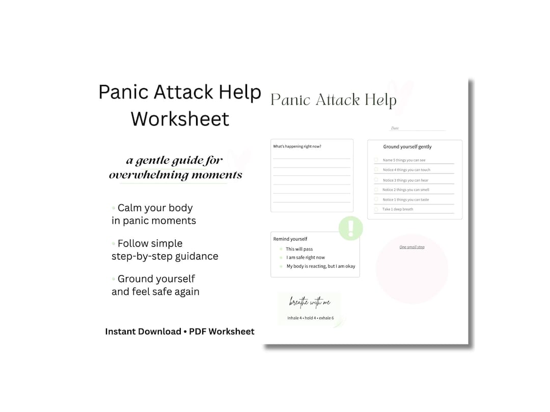 Panic Attack Help Worksheet | Anxiety Relief Printable, Grounding ...
