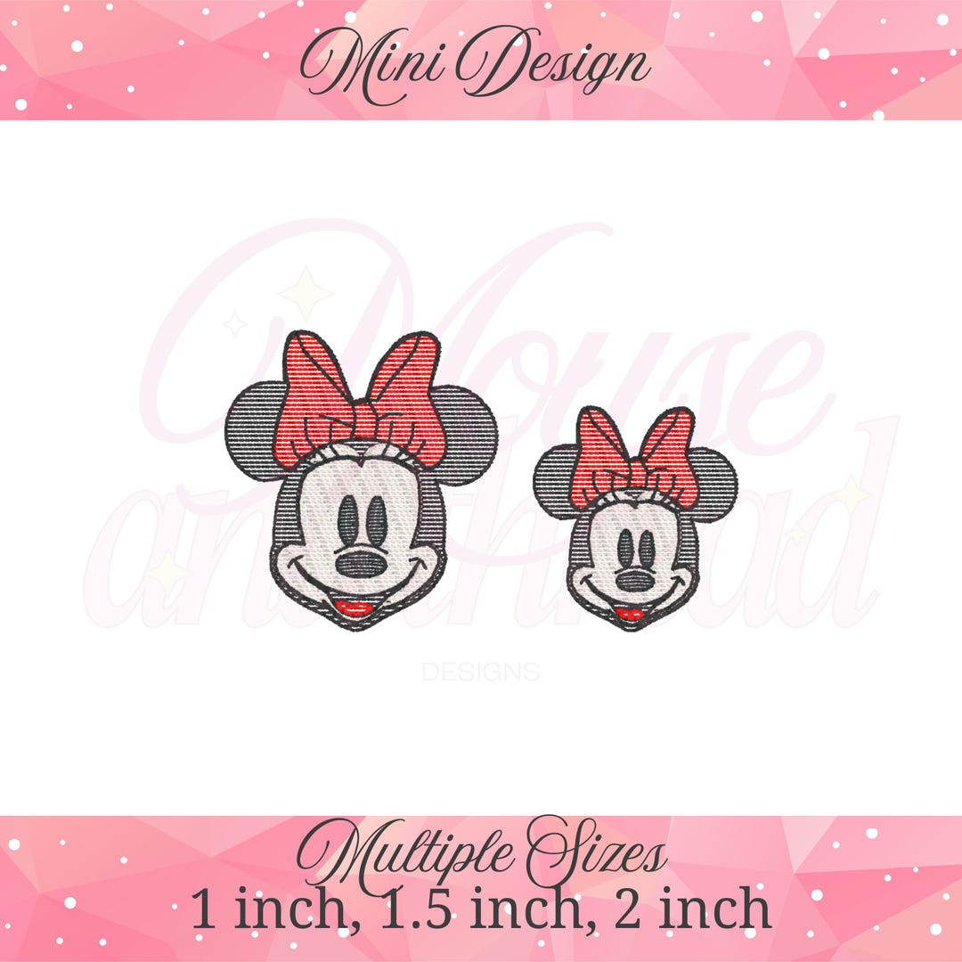 Mini Miss Mouse Head Sketch Fill, Light Fill, Quick Stitch Embroidery ...