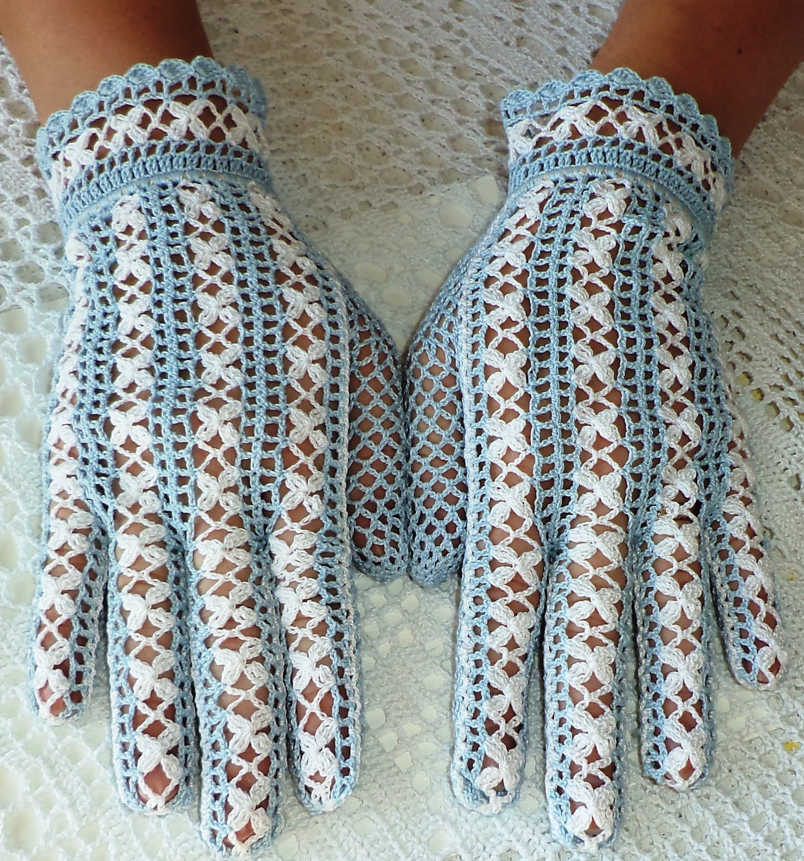 Vintage Crochet Lace Flower Gloves Pattern N476 Digital Copy - Etsy