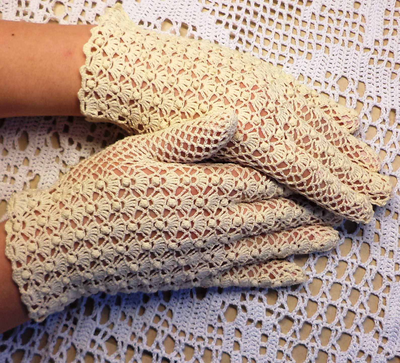 Vintage Crochet Lace Popcorn Gloves Pattern N540 - Digital Copy - Etsy