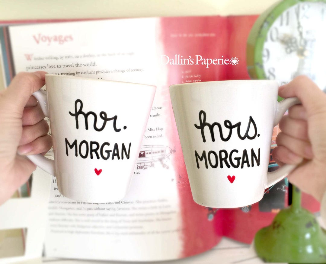Personalized Mug, Wedding Photo Prop, Engagement Gift Mug, Mr and Mrs ...