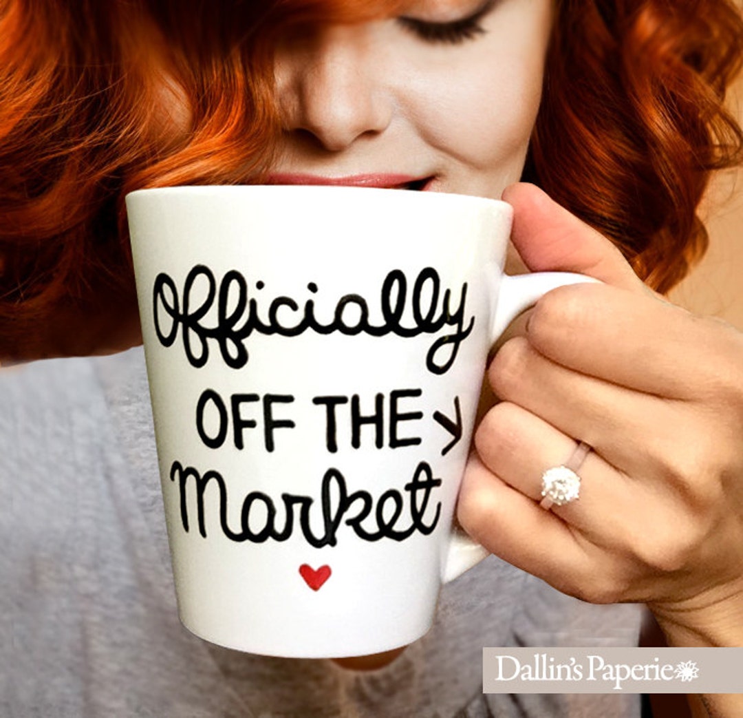 Personalized Mug, Engagement Gift Mug, Hand Painted Mug, Officially off ...