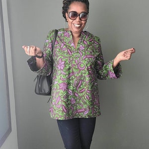 African Wax Print Cotton Women's Long Top With Long Sleeves - Etsy