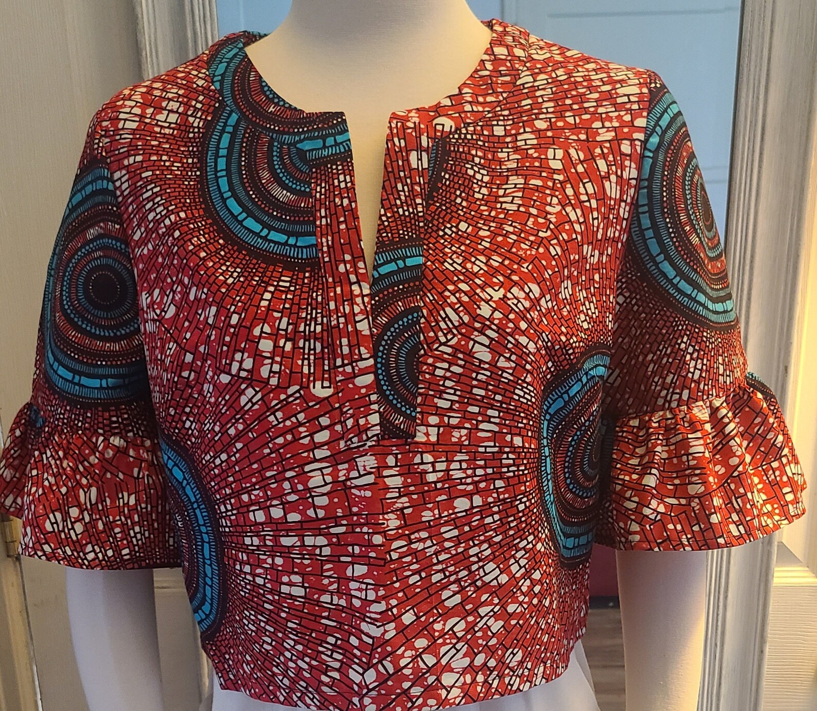 African Print Crop Top With a Short Peplum Sleeves - Etsy