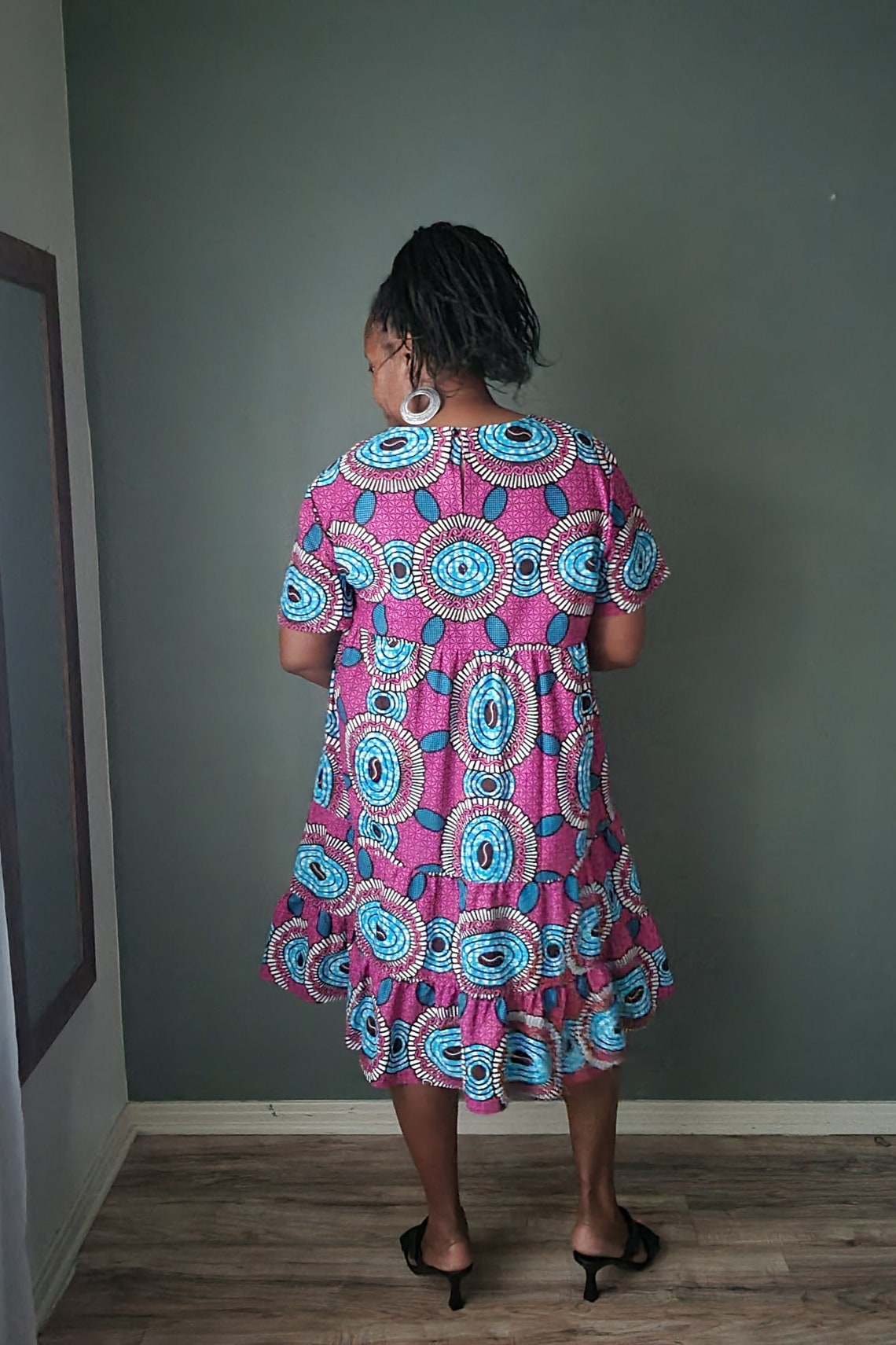 African Print Shift Below the Knee Length Cotton Dress for Women With ...