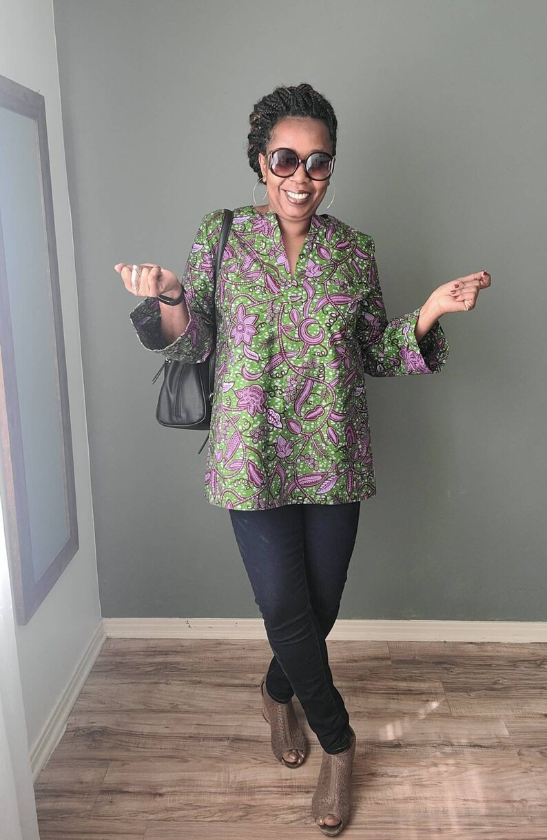 African Wax Print Cotton Women's Long Top With Long Sleeves - Etsy