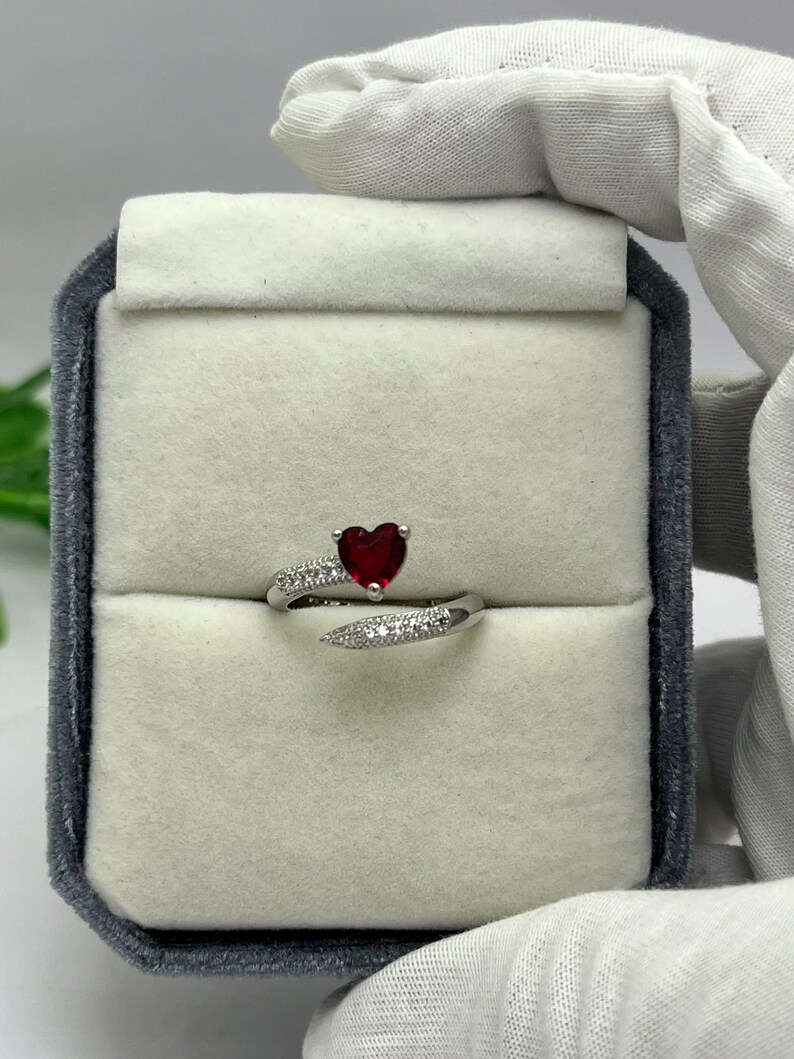 Lab Created Ruby Heart Ring – Brass, Minimalist Princess Style, July ...