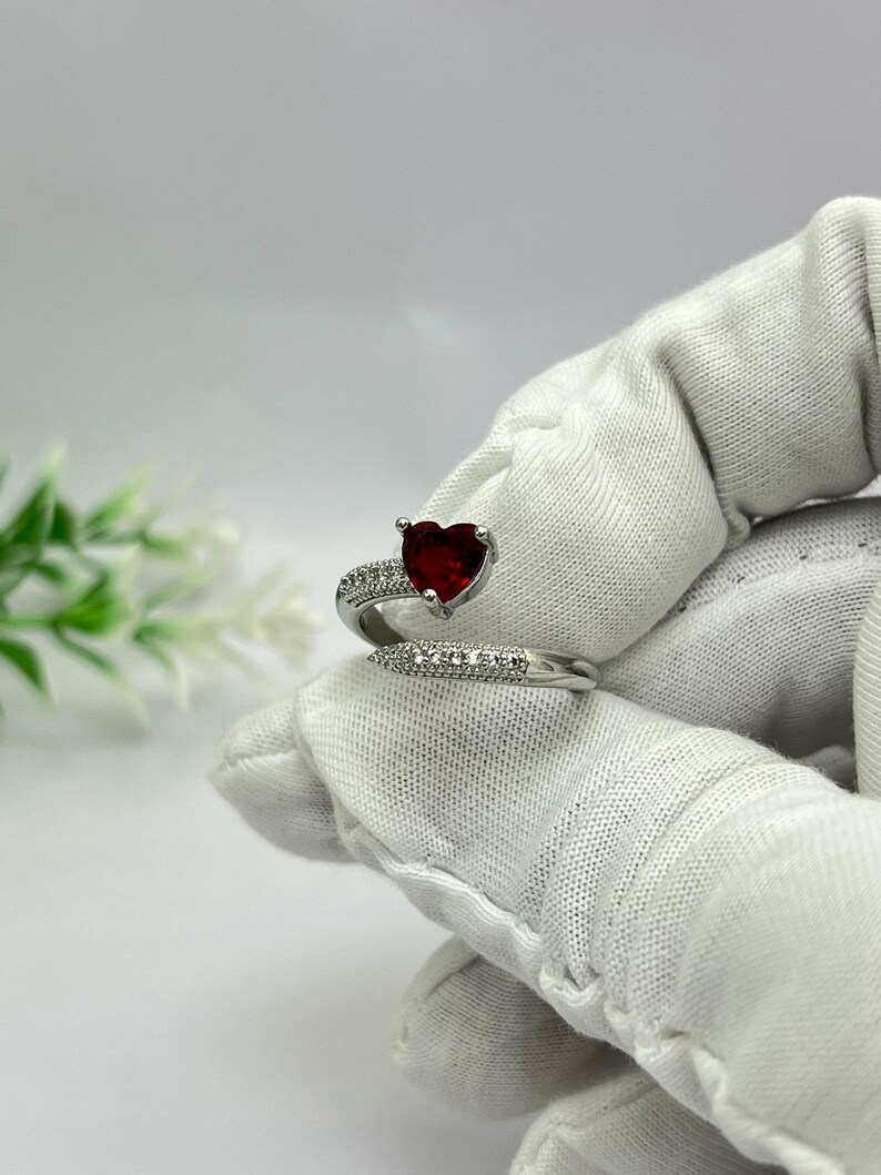 Lab Created Ruby Heart Ring – Brass, Minimalist Princess Style, July ...