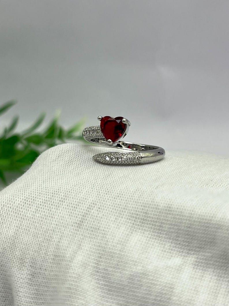 Lab Created Ruby Heart Ring – Brass, Minimalist Princess Style, July ...
