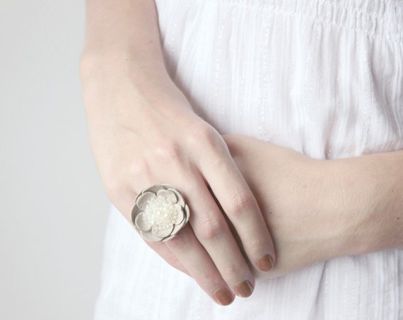 Items similar to Leather ring, Flower ring, Jewelry, Leather flower ...