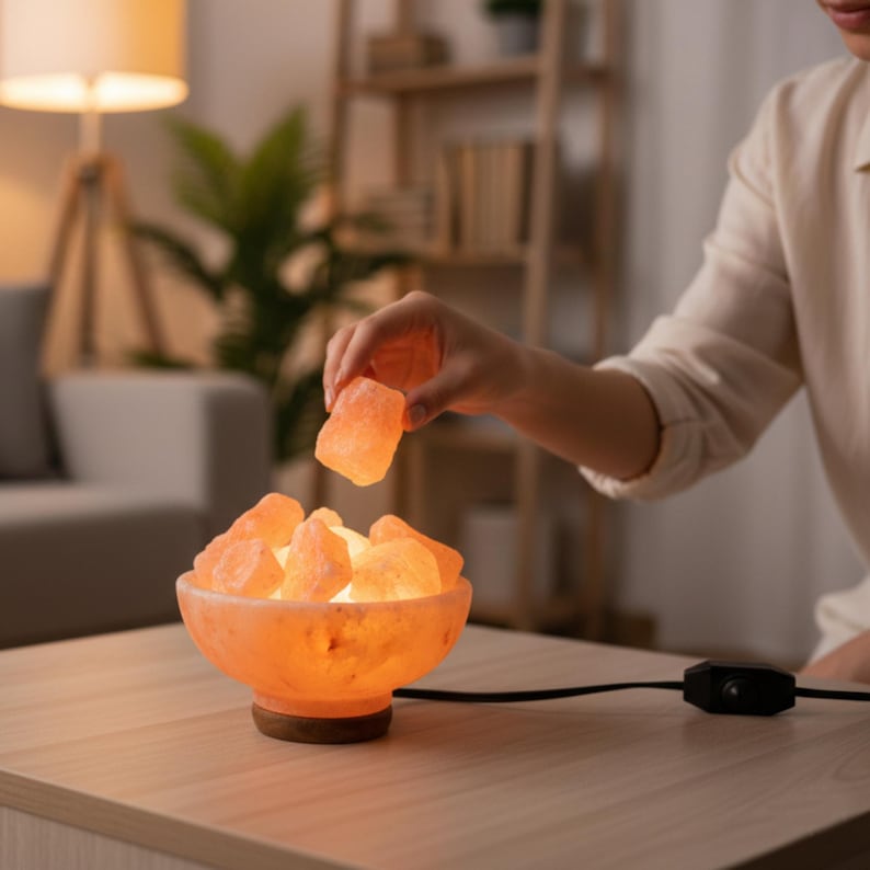 Natural Himalayan Salt Lamp With Chunks | Crystal Rock | Ambient Night ...