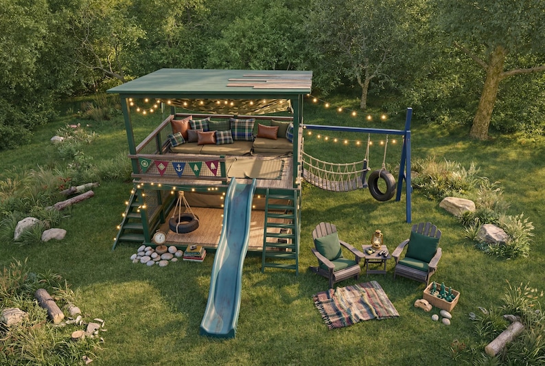 DIY Adventure Playhouse Plans With Slide & Swing | Backyard Kids ...