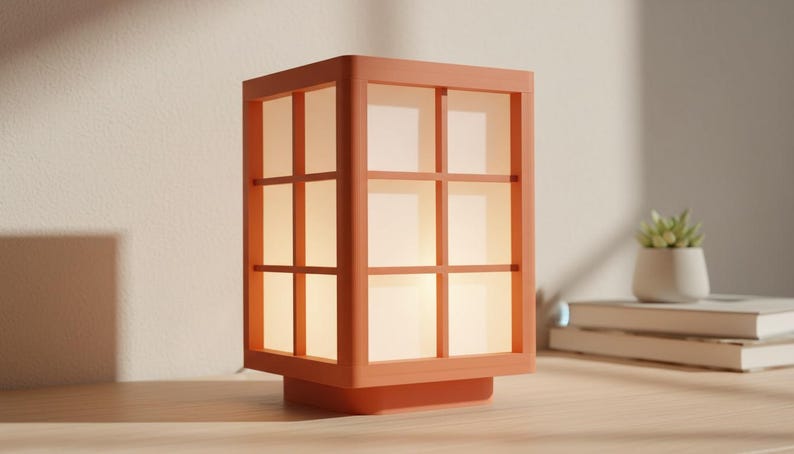 Japanese Shoji Bedside Lamp | Japandi Minimalist Night Light | Handmade ...