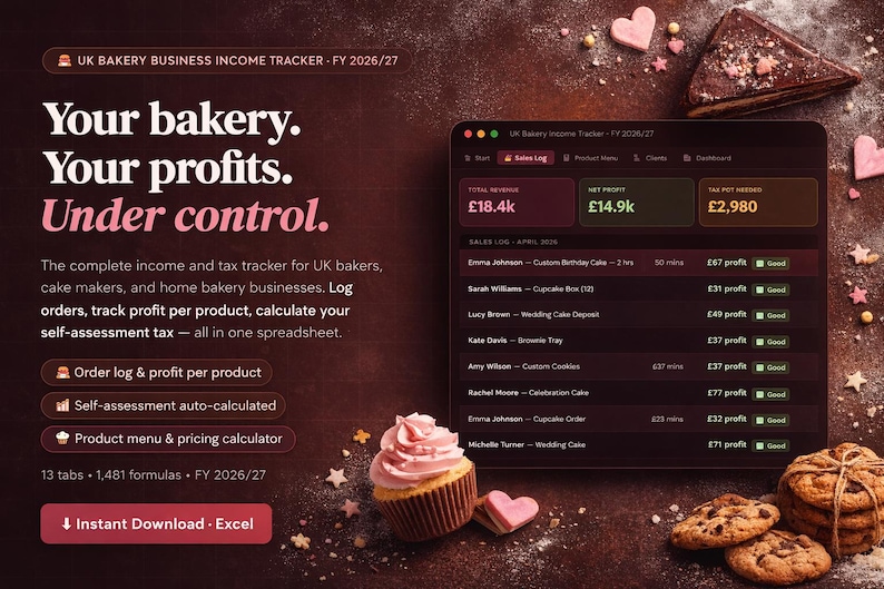 Home Bakery UK Pricing Spreadsheet | Ingredient Costing + Profit ...
