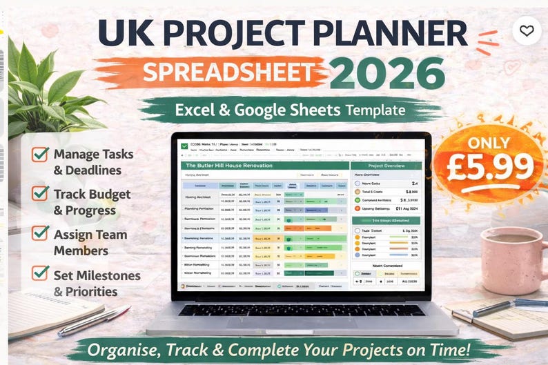 Project Planner Gantt Chart Spreadsheet | Home Renovation Planner ...