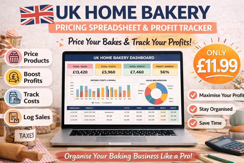 Home Bakery UK Pricing Spreadsheet | Ingredient Costing + Profit ...