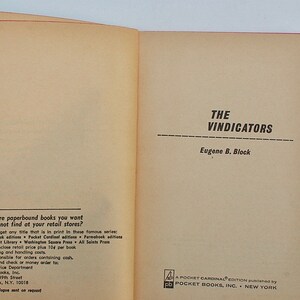 The Vindicators Eugene Block 1965 Vintage Paperback Pocket Cardinal ...