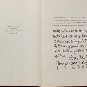 Sweet Music Helga Sandburg A Book of Family Reminiscence and Song 1963 ...